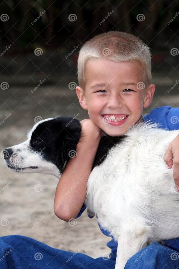 Boy and Dog Friends stock photo. Image of domestic, american - 9298938