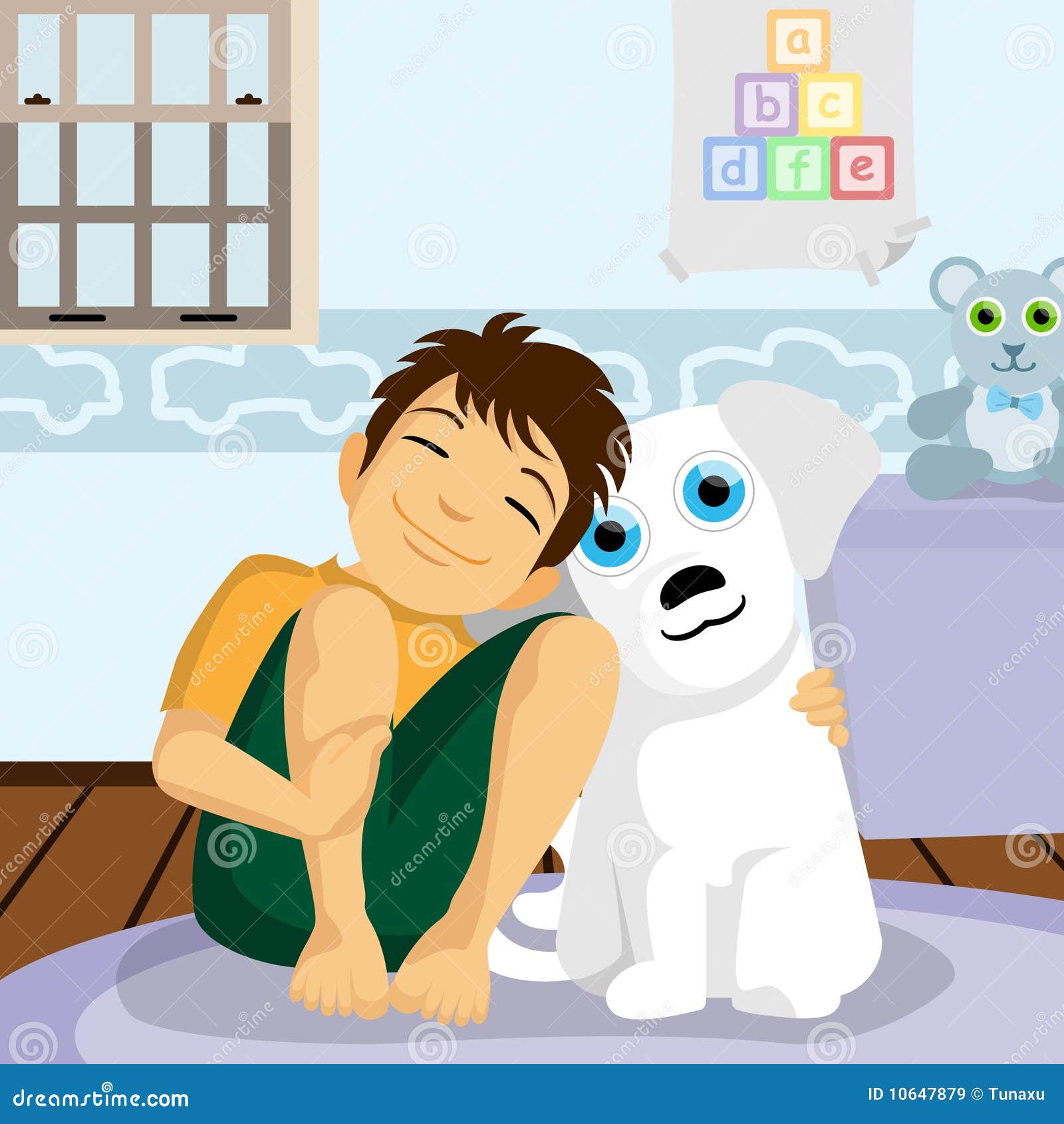 Boy and dog illustration stock vector. Illustration of framing - 10647879