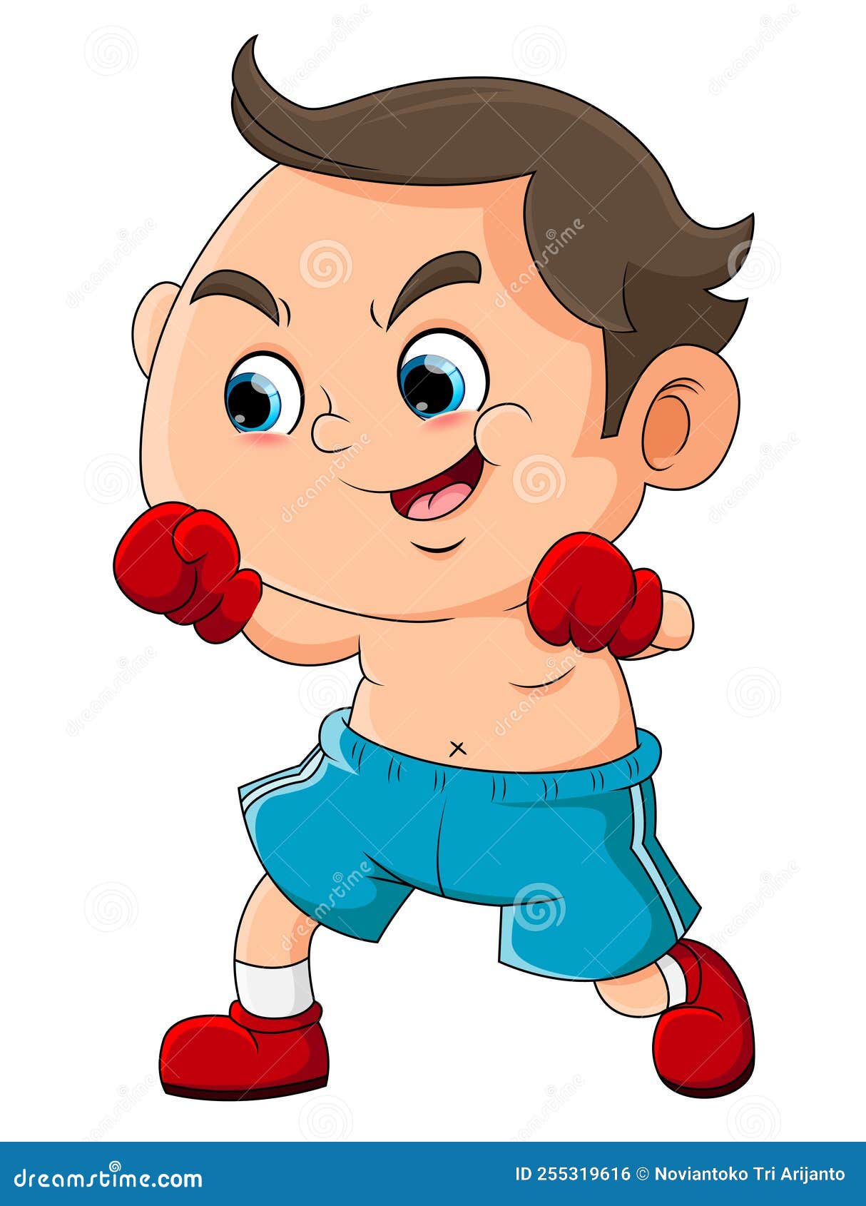 The Boy is Doing the Boxing with the Strong Power Stock Vector ...