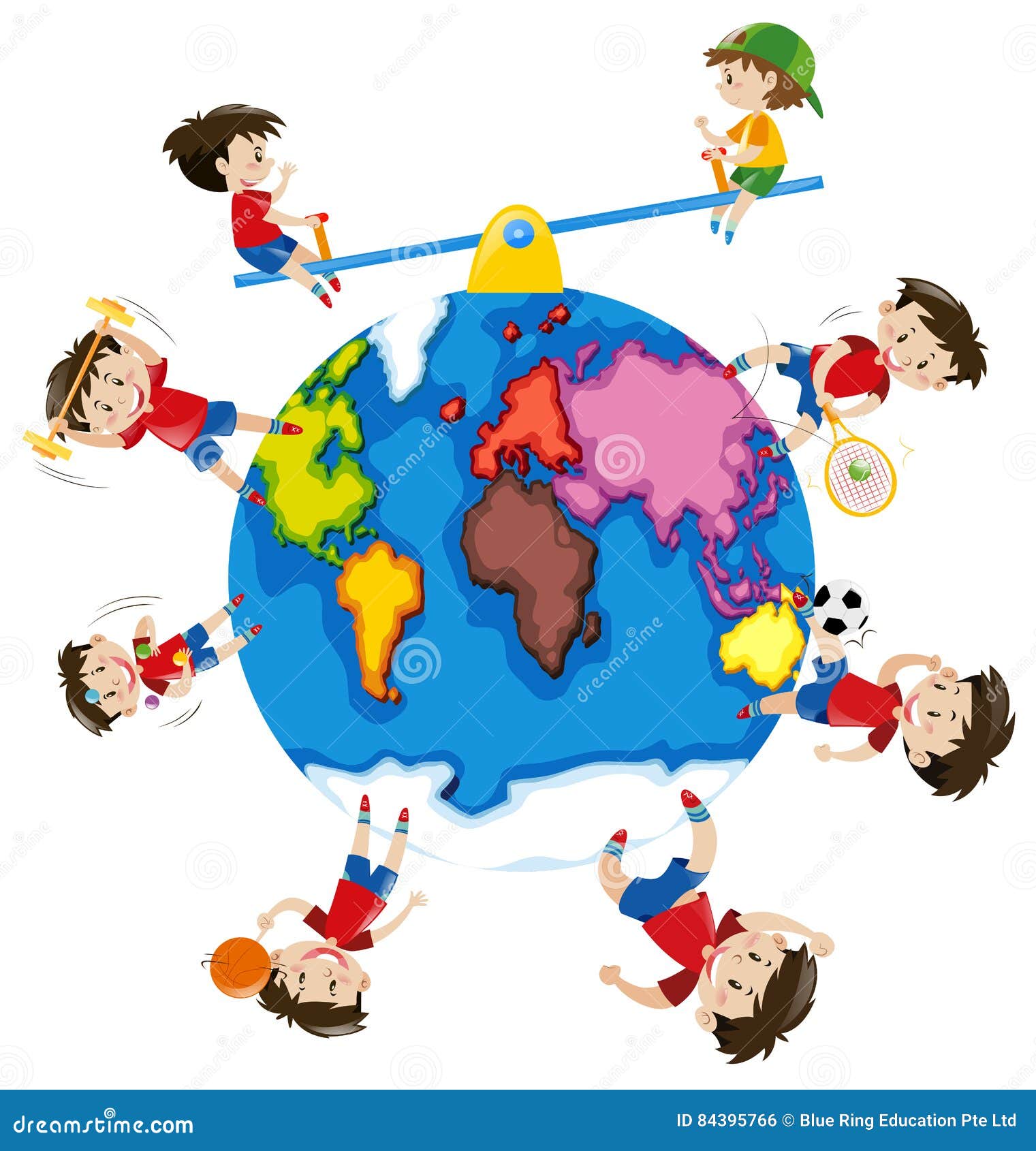Boy Doing Different Activities Around the World Stock Vector ...