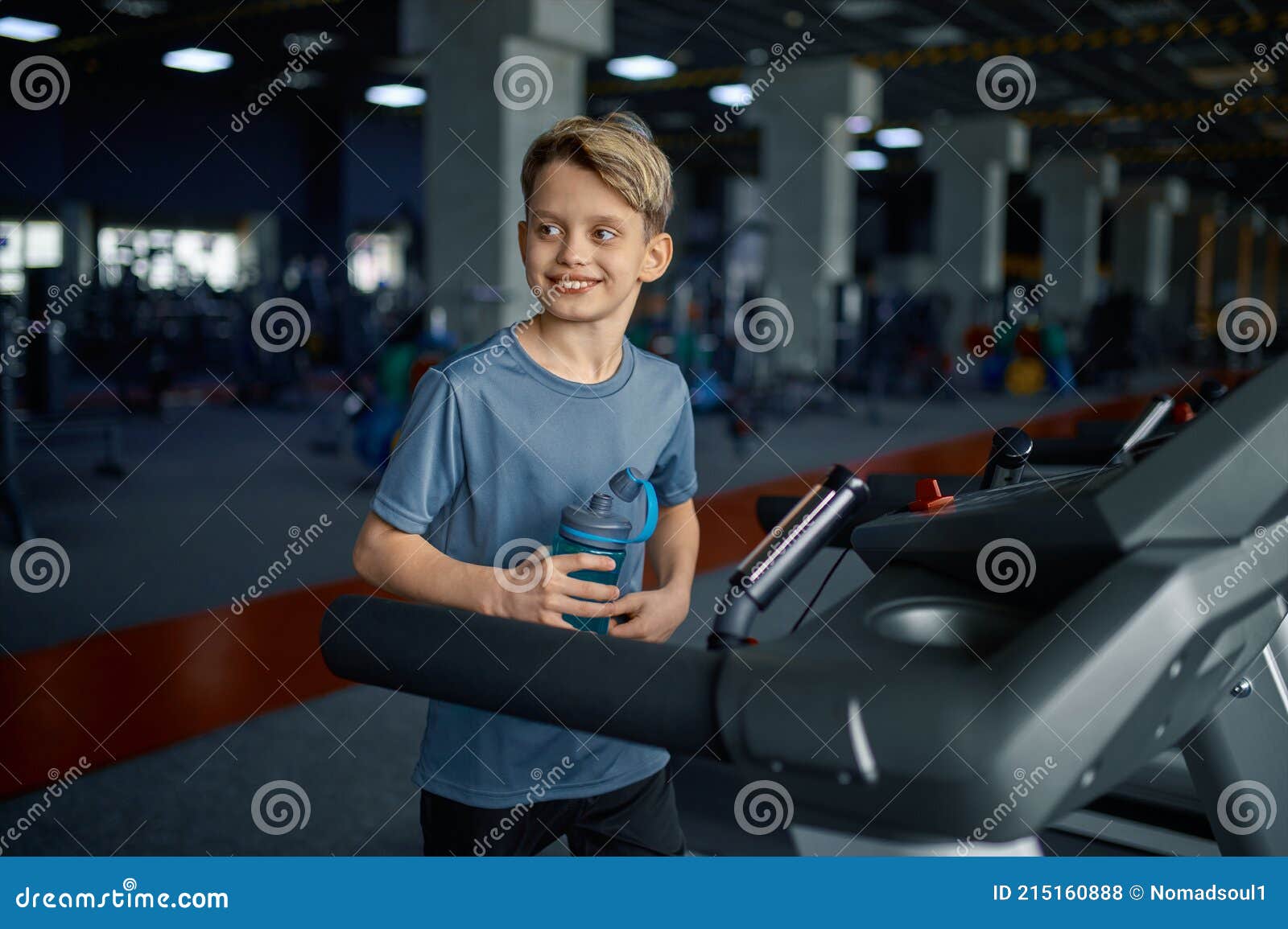 Boy Doing Exercise on Treadmill, Running Machine Stock Photo - Image of ...