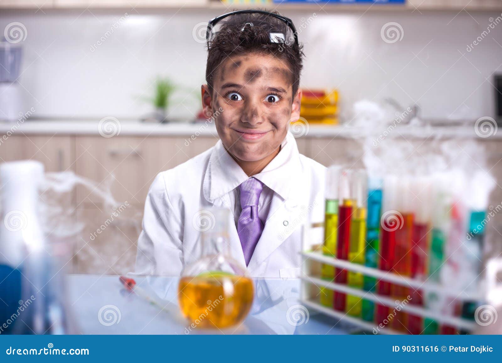 Boy Doing Experiments in the Laboratory Stock Photo - Image of ...