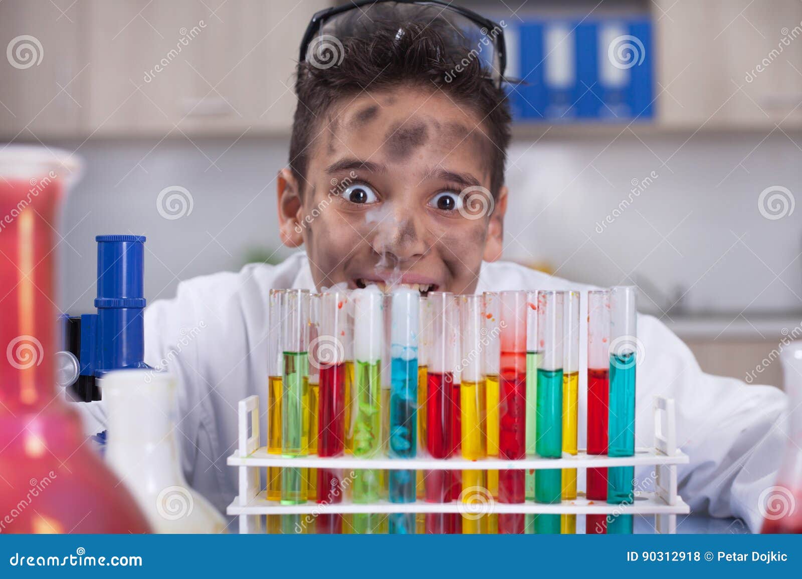 Boy Doing Experiments in the Laboratory Stock Photo - Image of ...