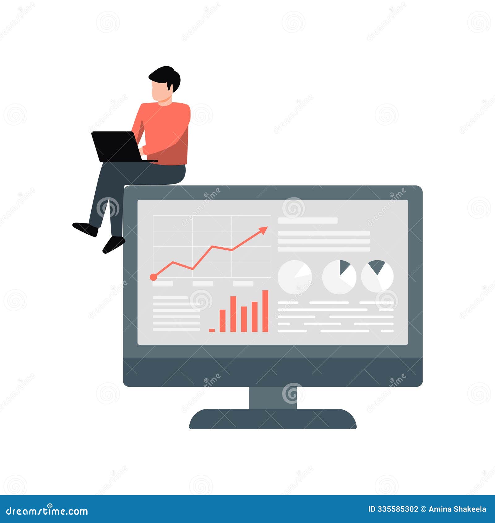 A Boy is Doing His Analyst Job Stock Illustration - Illustration of ...