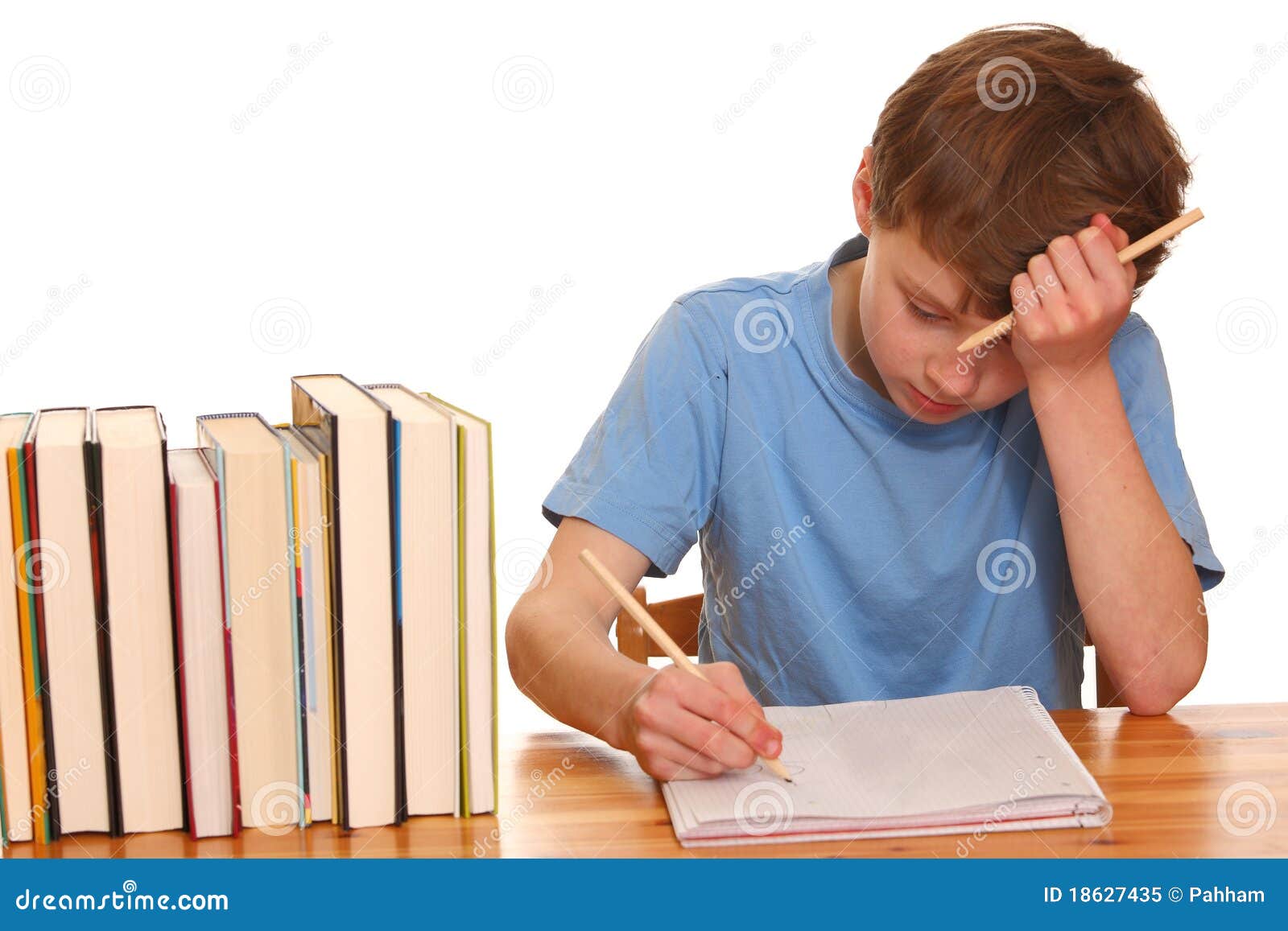Boy doing his homework stock image. Image of people, happy - 18627435