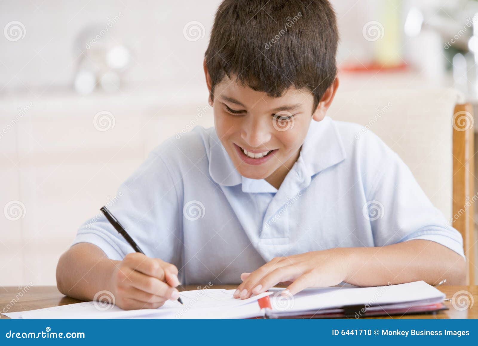 Boy Doing His Homework stock photo. Image of horizontal - 6441710