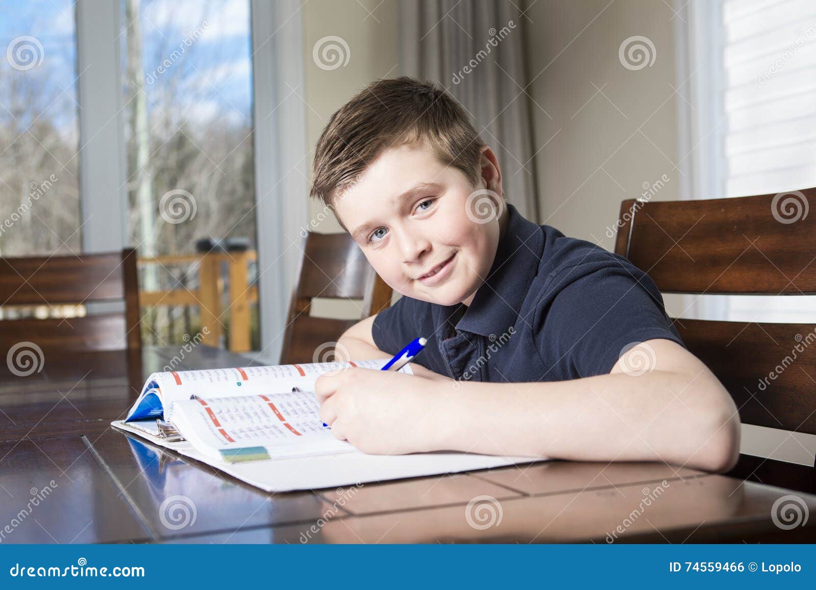 Boy Doing His Homework at Home Stock Photo - Image of pencil, years ...