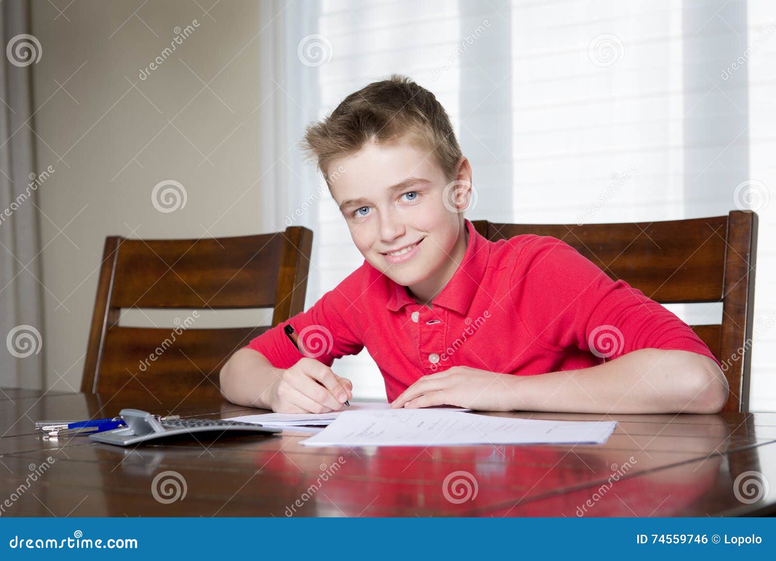 Boy Doing His Homework at Home Stock Photo - Image of school, child ...