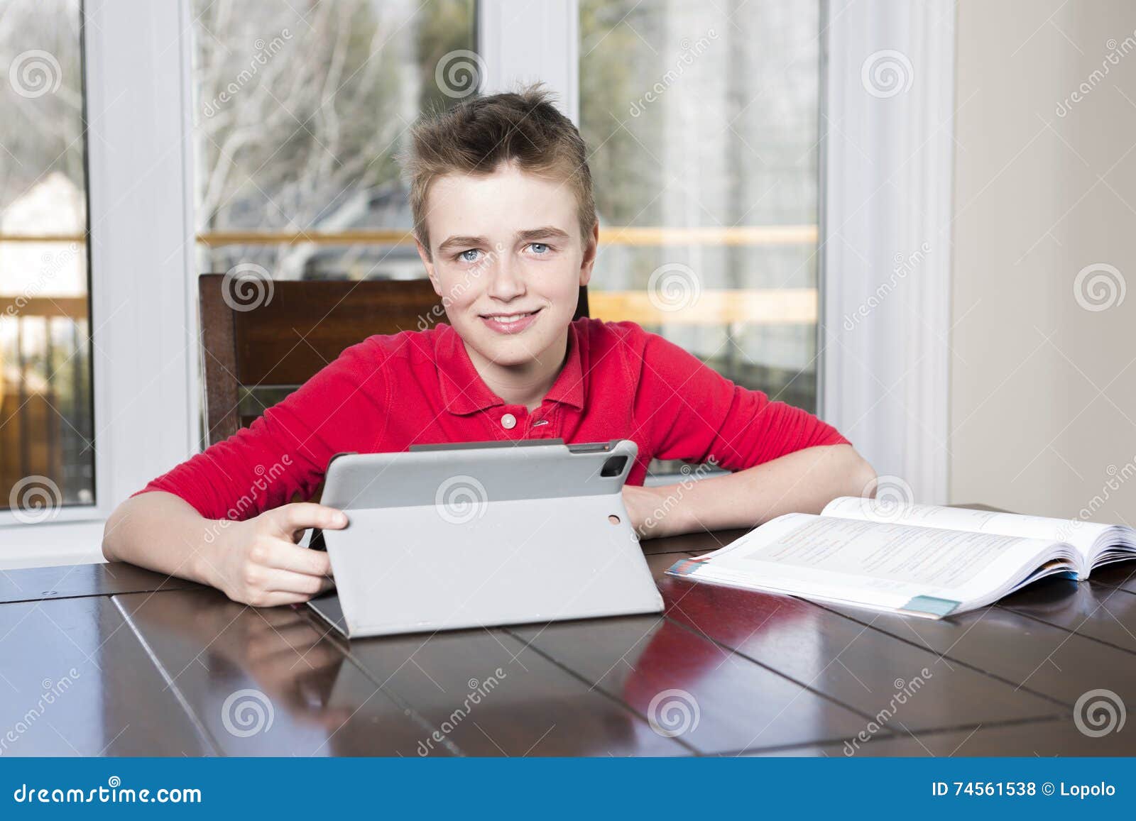 Boy Doing His Homework at Home Stock Photo - Image of male, pencil ...