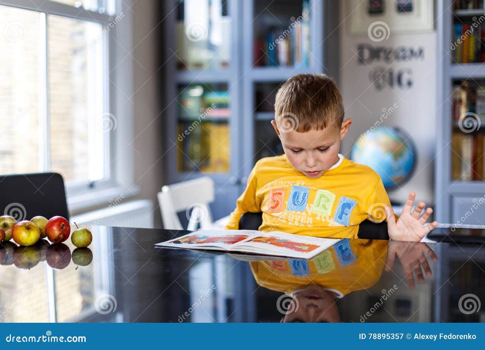 Boy doing his homework stock image. Image of happy, homework - 78895357