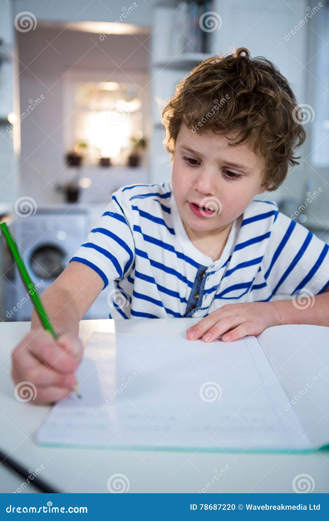 Boy doing his homework stock photo. Image of education - 78687220