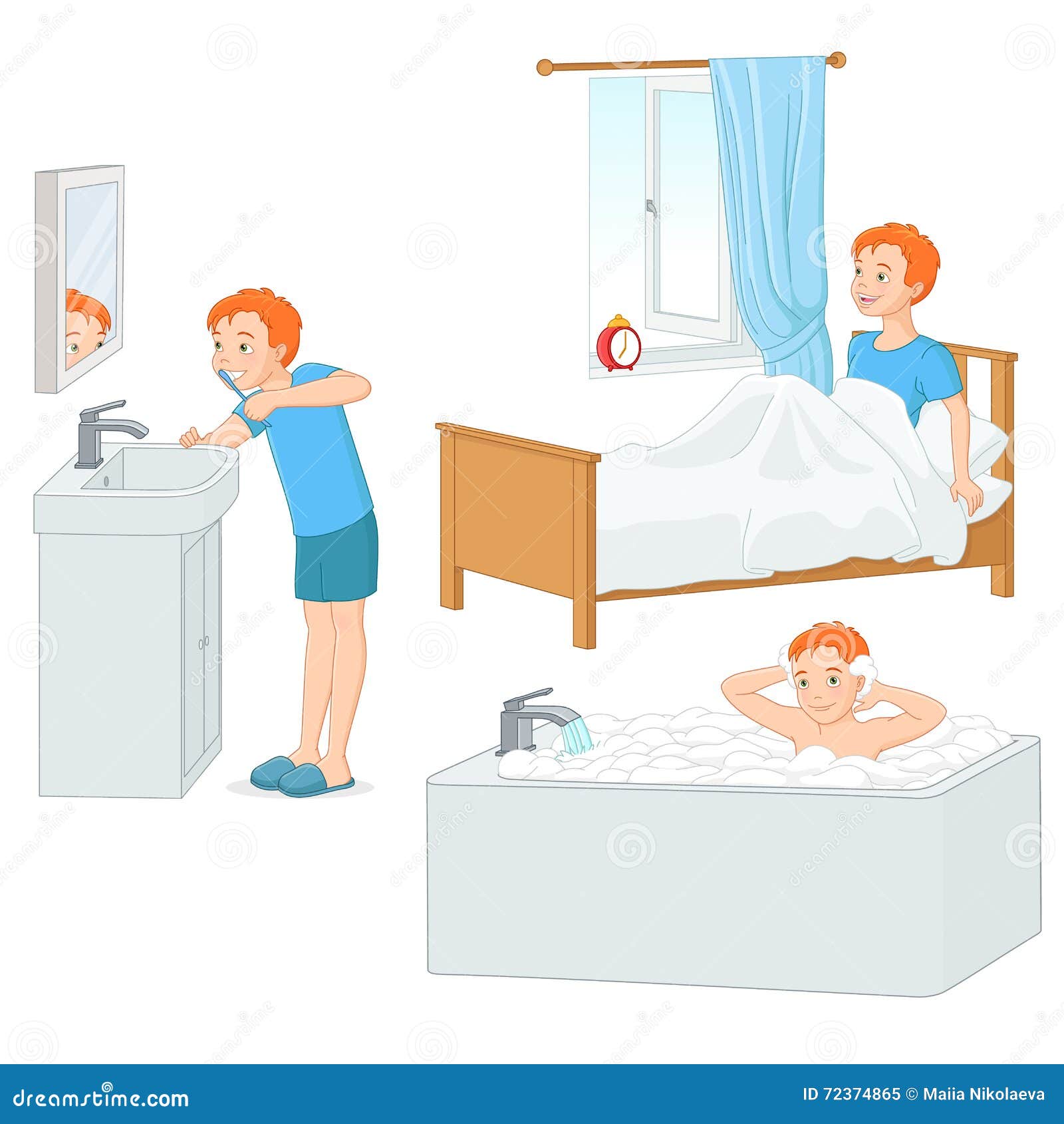Morning Routine Cartoon Illustration Stock Image | CartoonDealer.com ...