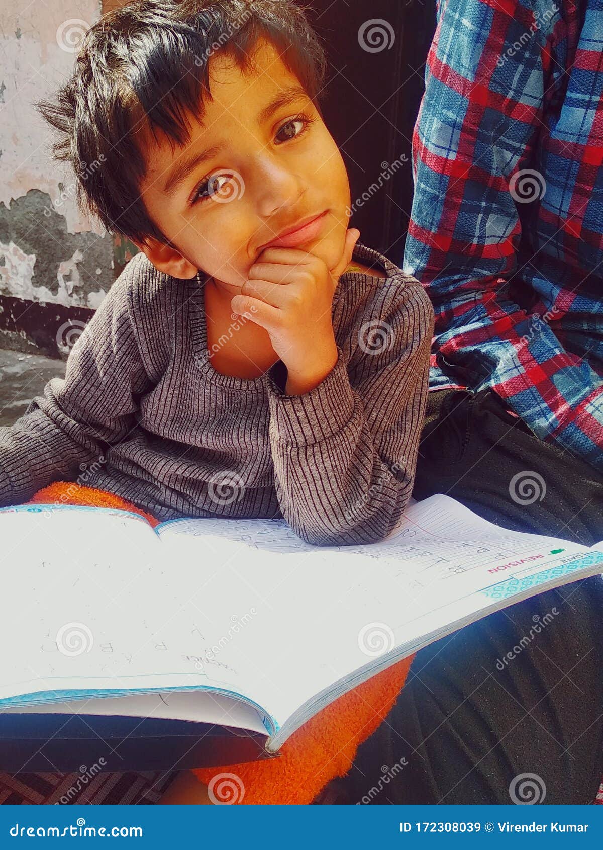 Boy Doing His School Work at Home Stock Image - Image of notebook ...