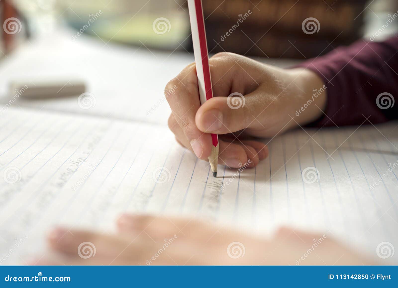 Boy Doing His School Work or Homework Stock Photo - Image of assignment ...