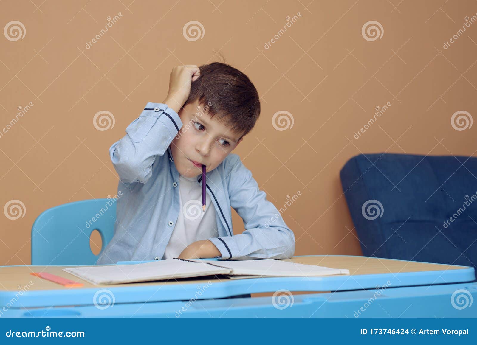 Boy doing home task stock photo. Image of diligent, education - 173746424