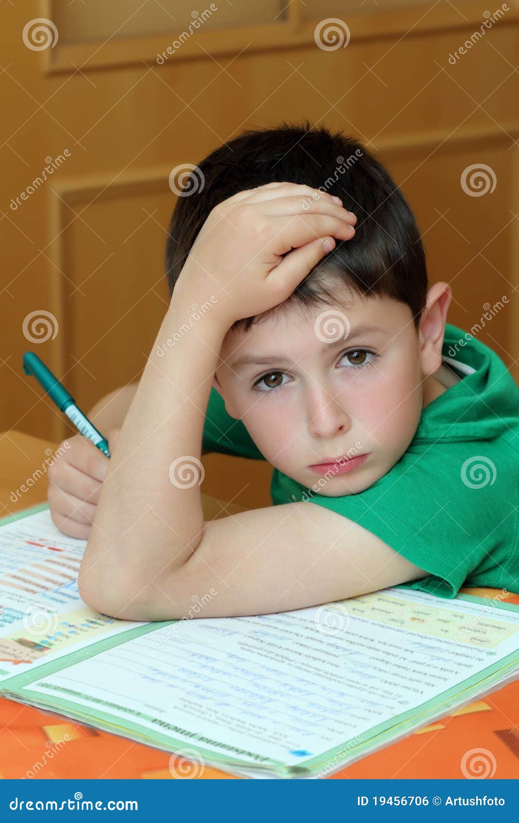 Boy doing homework stock photo. Image of study, learn - 19456706