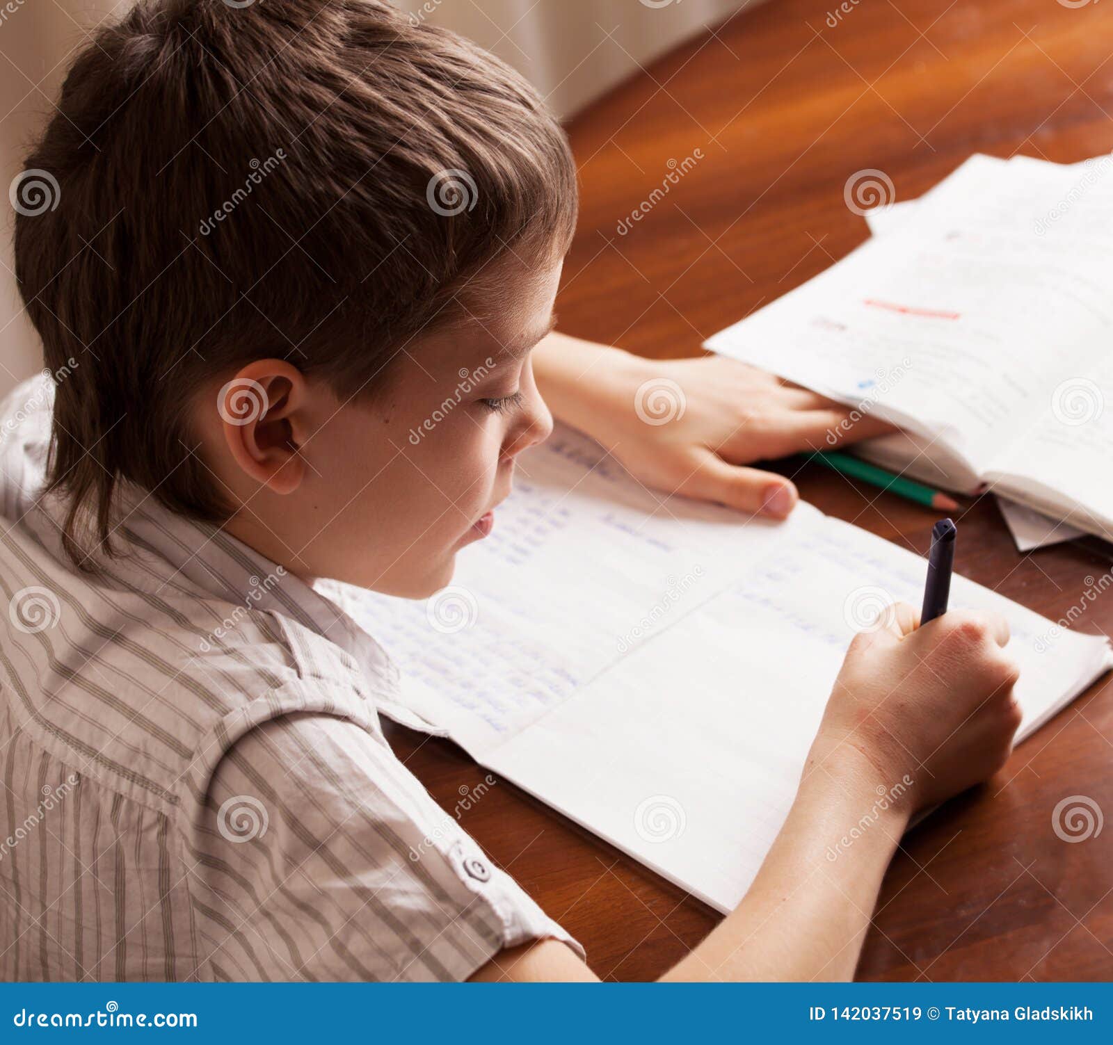 Boy doing homework stock image. Image of homework, elementary - 142037519
