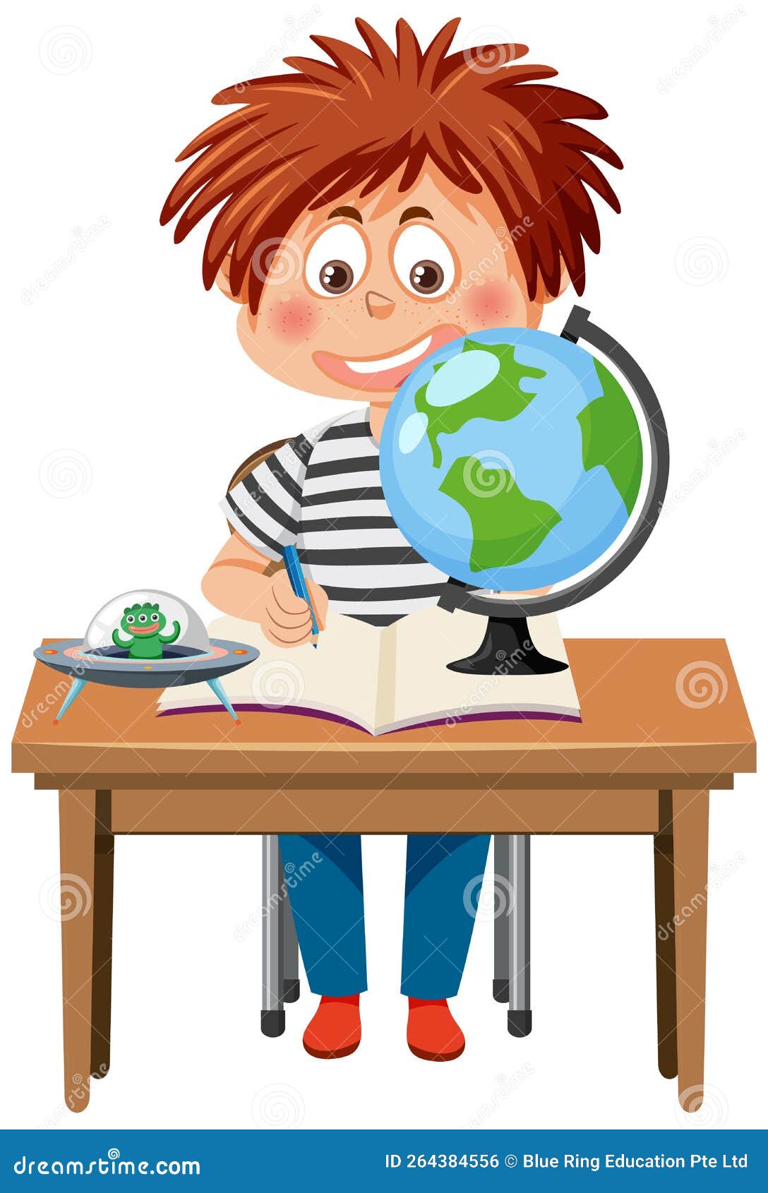 A Boy Doing Homework Cartoon Stock Vector - Illustration of human ...