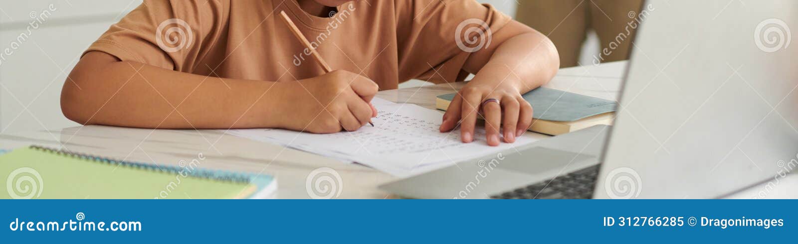 Boy Doing Homework stock image. Image of math, read - 312766285