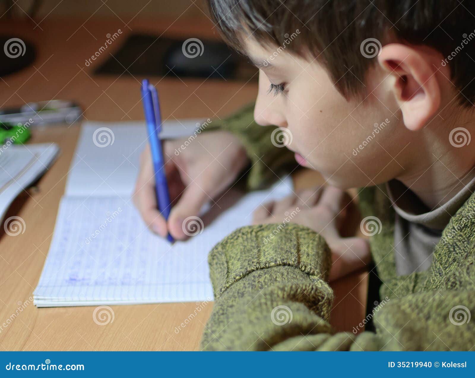 Boy doing homework stock photo. Image of knowledge, childhood - 35219940