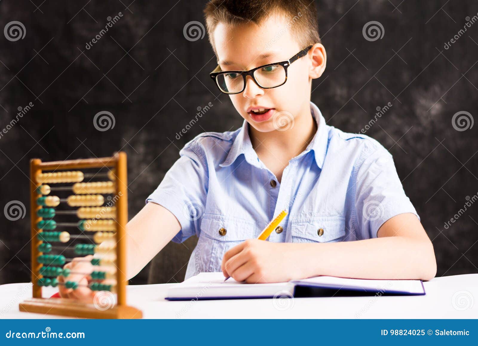 Boy Doing Math Homework at Home Stock Image - Image of happy, home ...