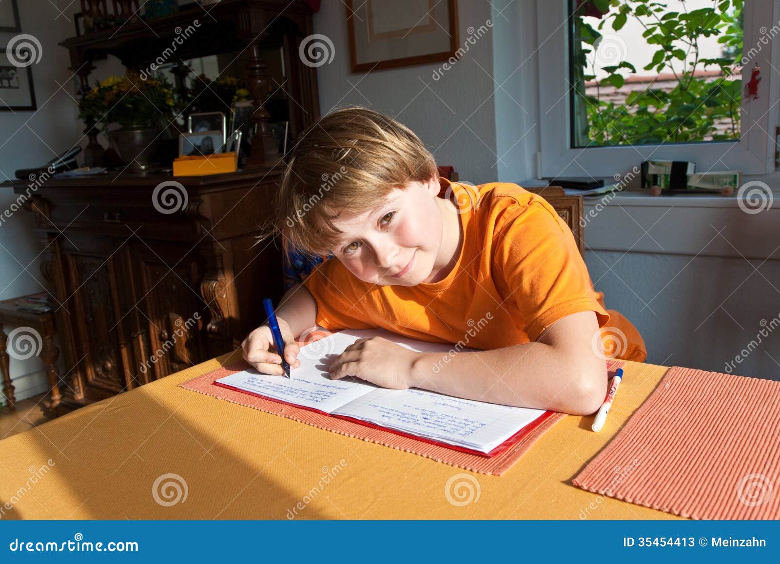 Boy Doing Homework for School Stock Image - Image of children, handsome ...