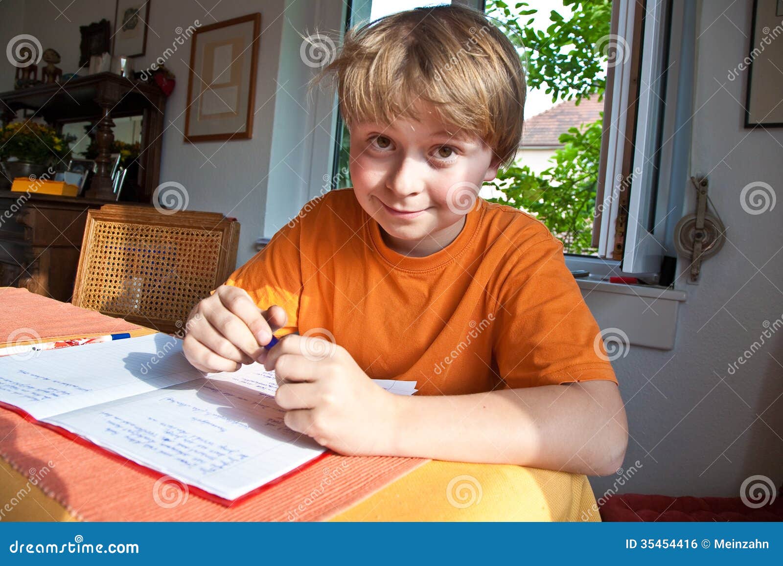 Boy Doing Homework for School Stock Photo - Image of book, school: 35454416
