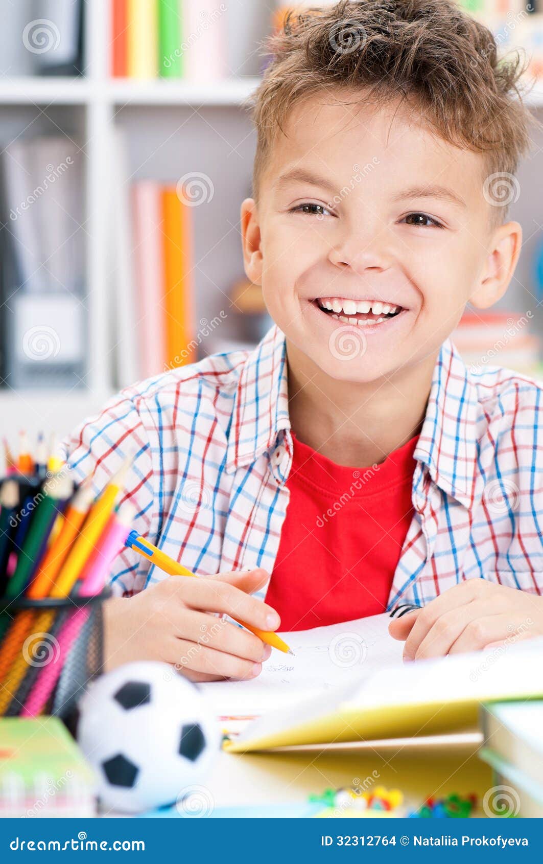 Boy doing homework stock photo. Image of happy, scholar - 32312764