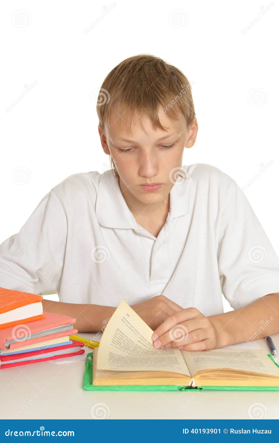 Boy is doing homework stock image. Image of schooler - 40193901