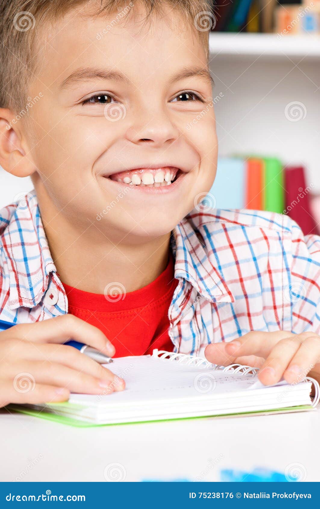 Boy doing homework stock photo. Image of homework, little - 75238176