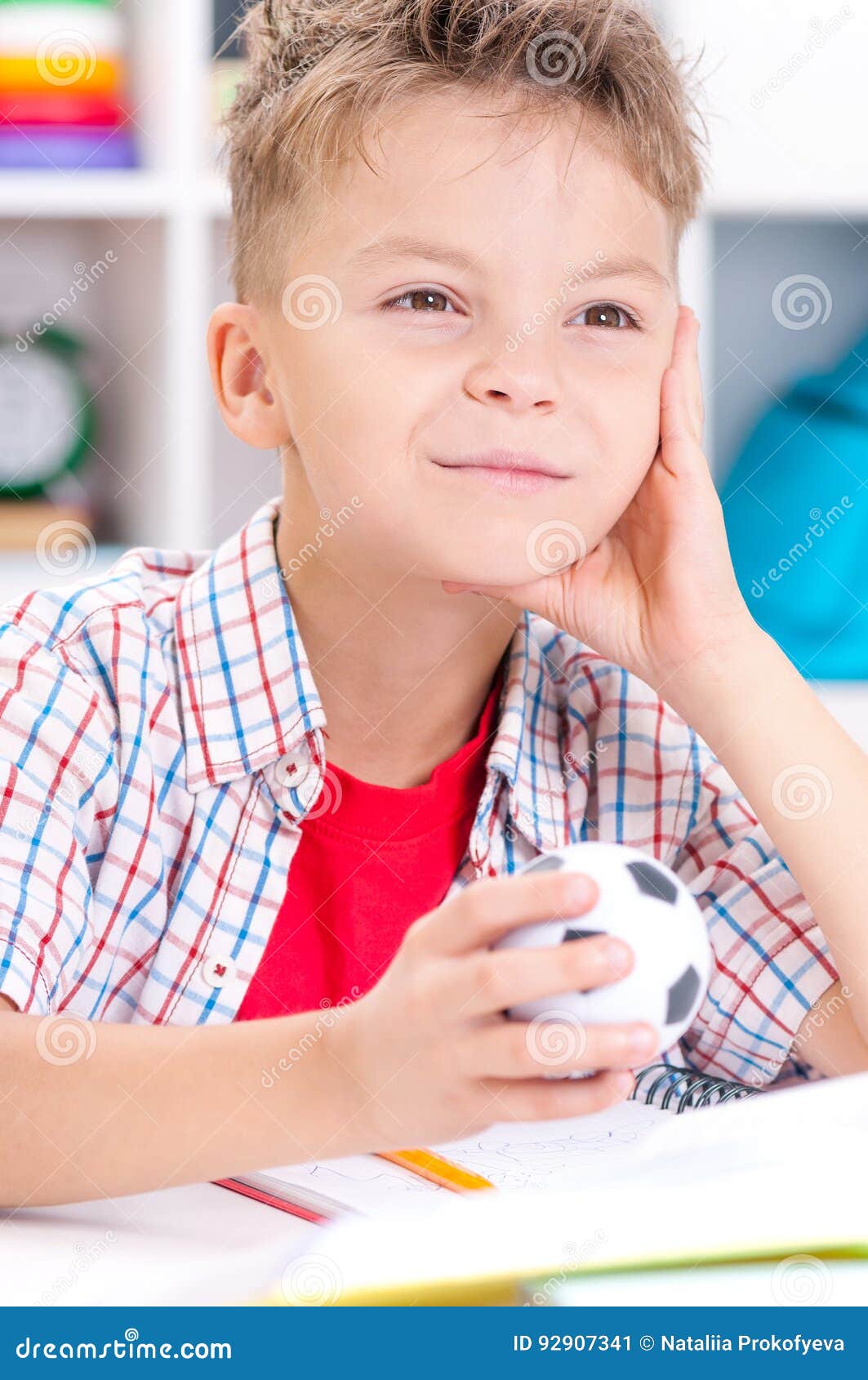 Boy doing homework stock image. Image of happy, schoolboy - 92907341