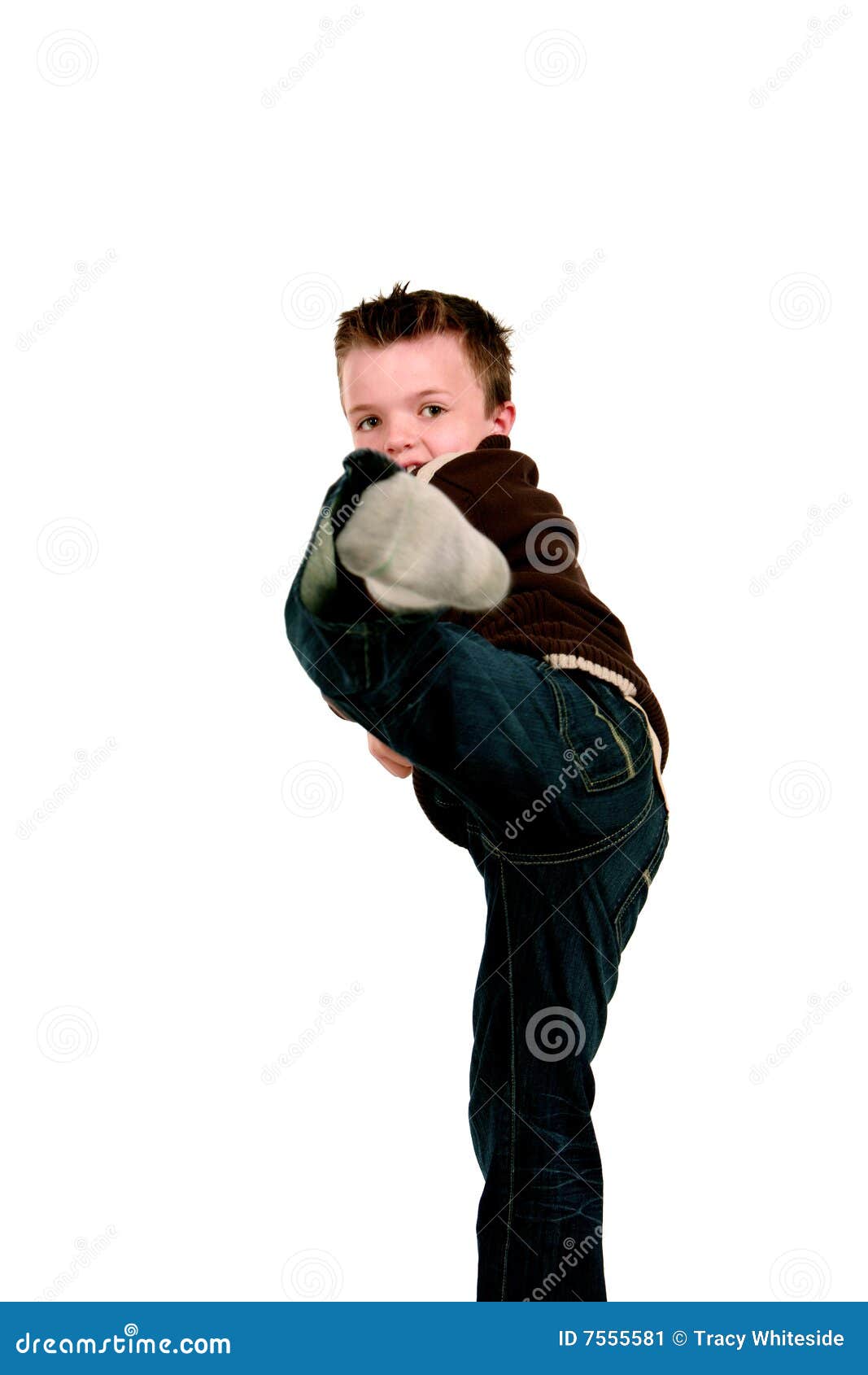 Boy doing karate kick stock image. Image of attractive - 7555581