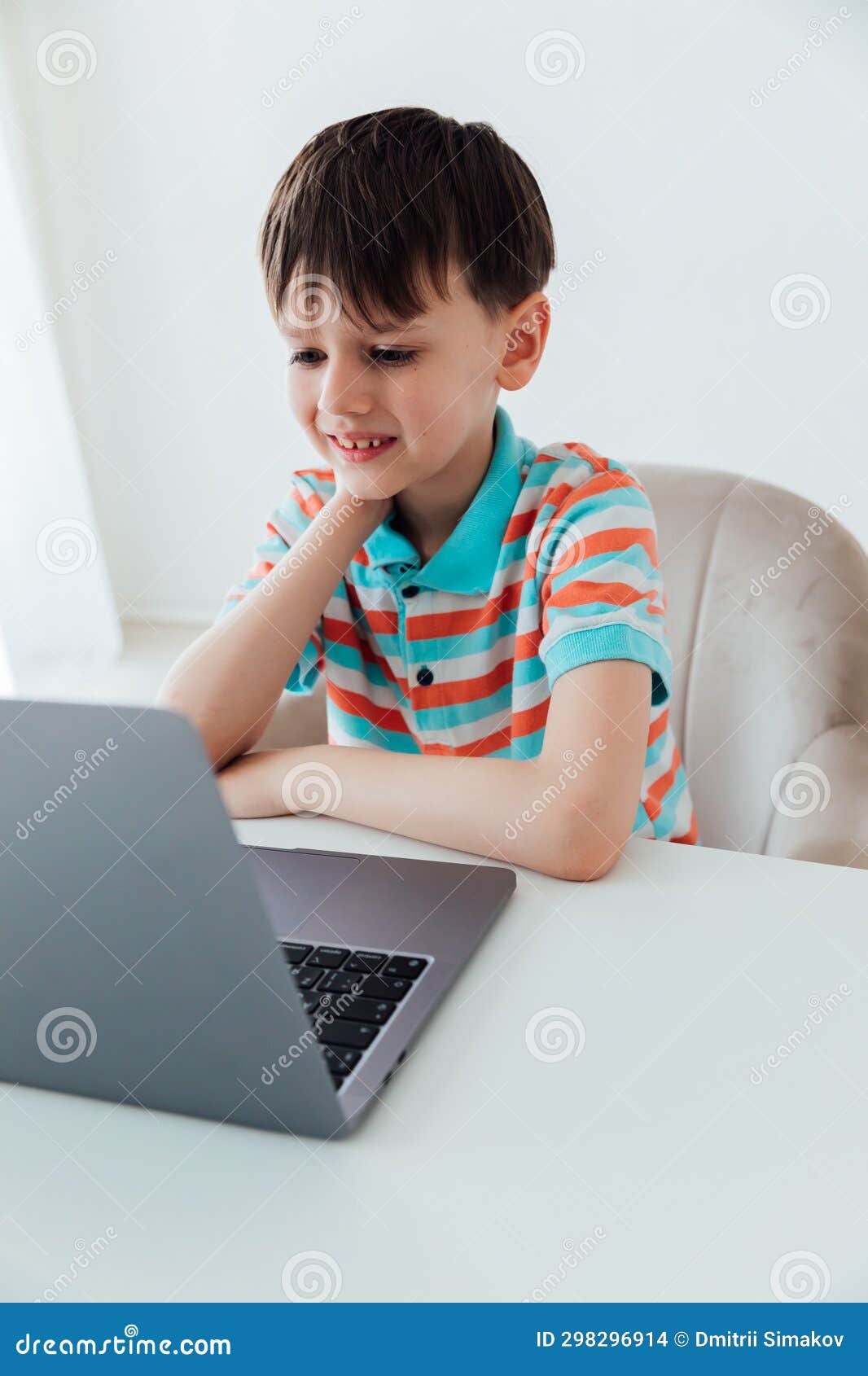 Boy Doing Online Learning with Laptop Stock Photo - Image of technology ...