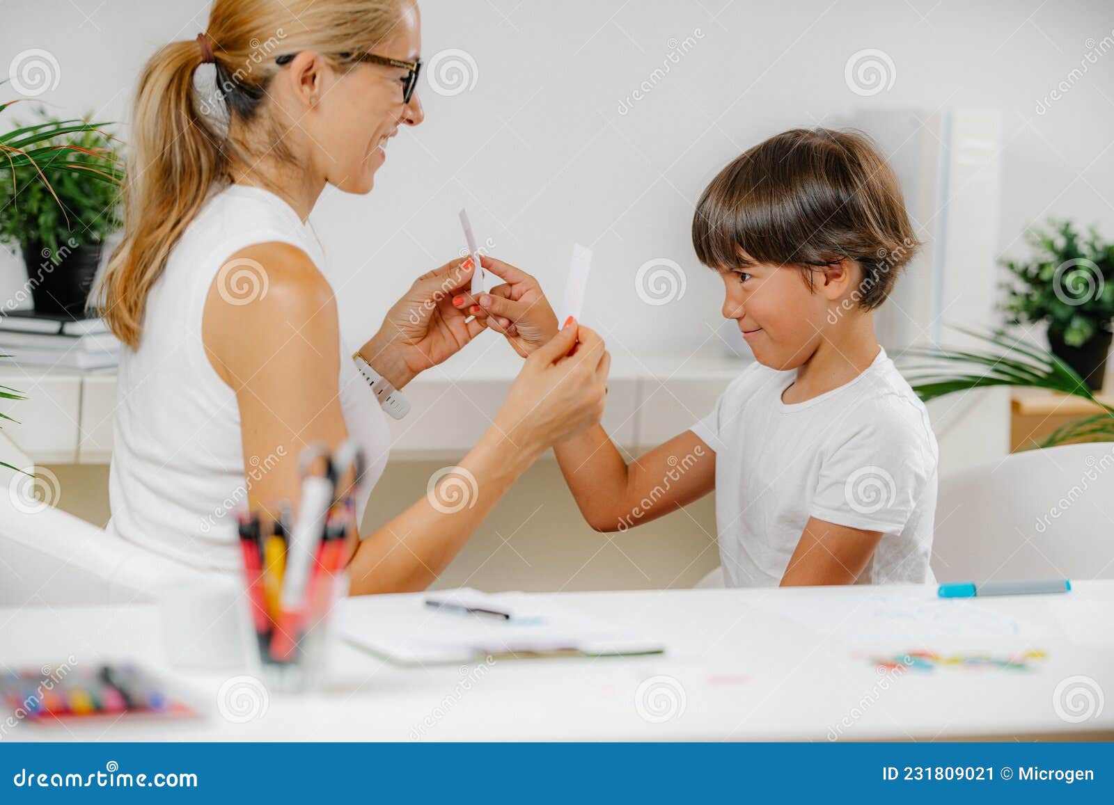 Boy Doing a School Assessment Test Stock Image - Image of logic ...