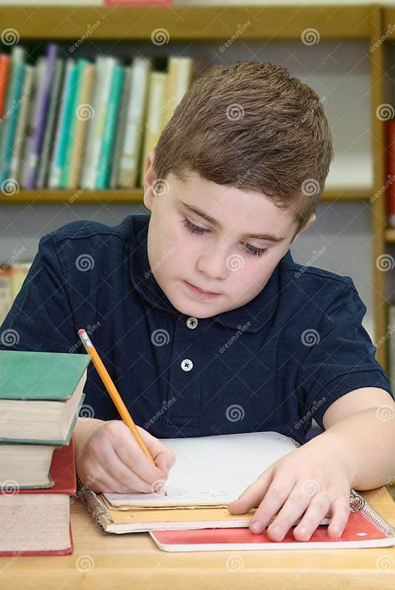 Boy Doing School Work stock photo. Image of paper, education - 29680174