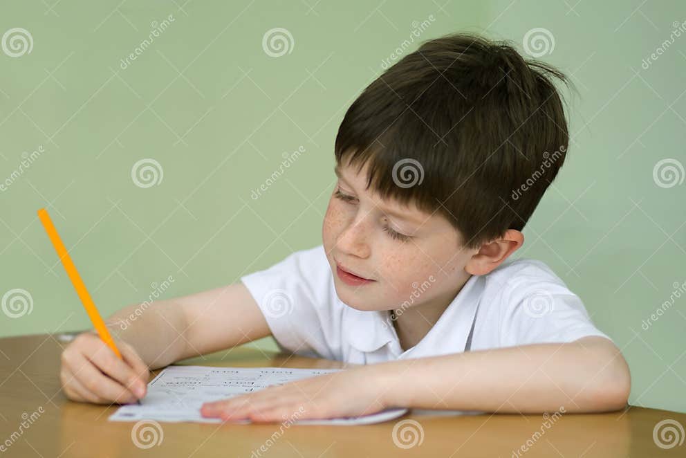 Boy doing school work stock image. Image of primary, grade - 4981171