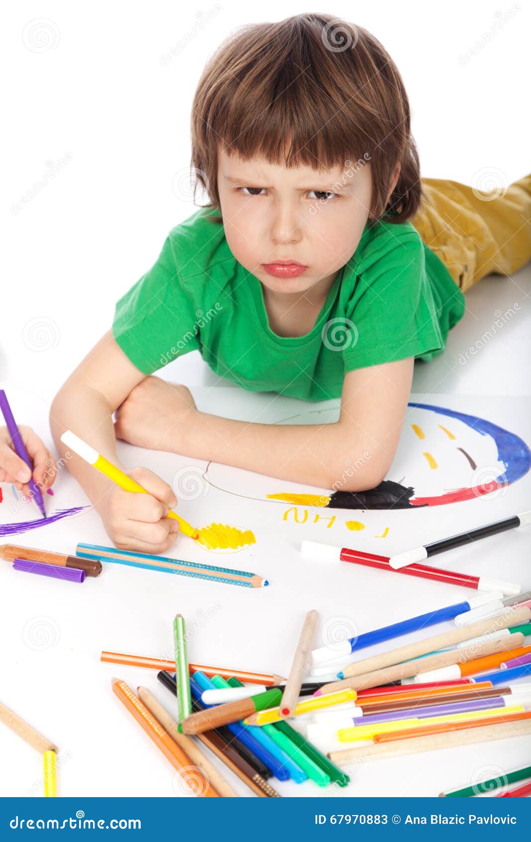 Boy Doodling On White Paper Stock Photography | CartoonDealer.com #67322324