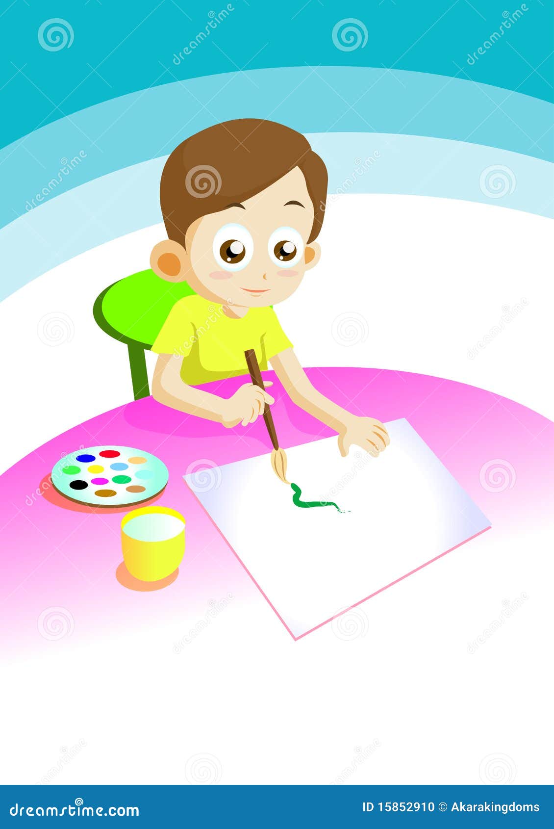 Boy draw stock illustration. Illustration of cute, cartoon - 15852910