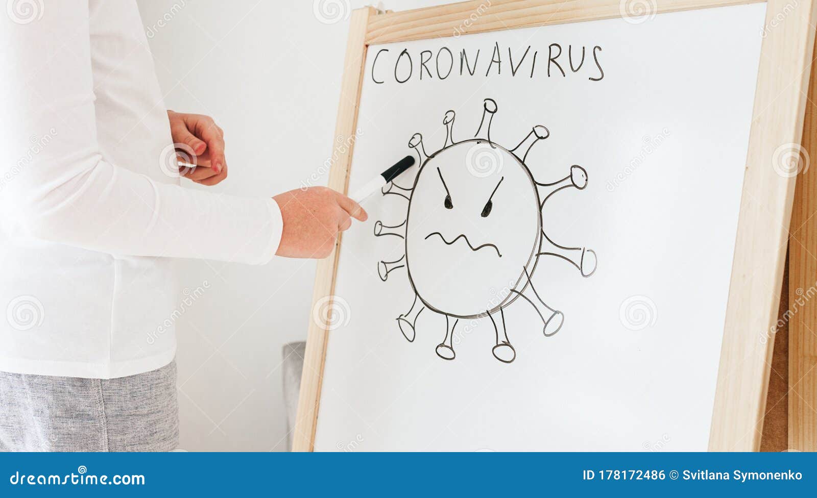 Boy Draw Coronavirus Illustration during Quarantine Covid-19 Stock ...