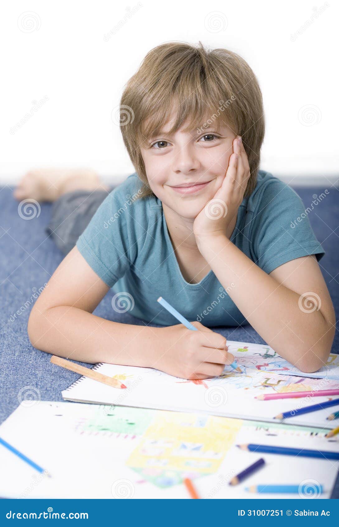 Boy draw with crayons stock image. Image of crayon, elementary - 31007251