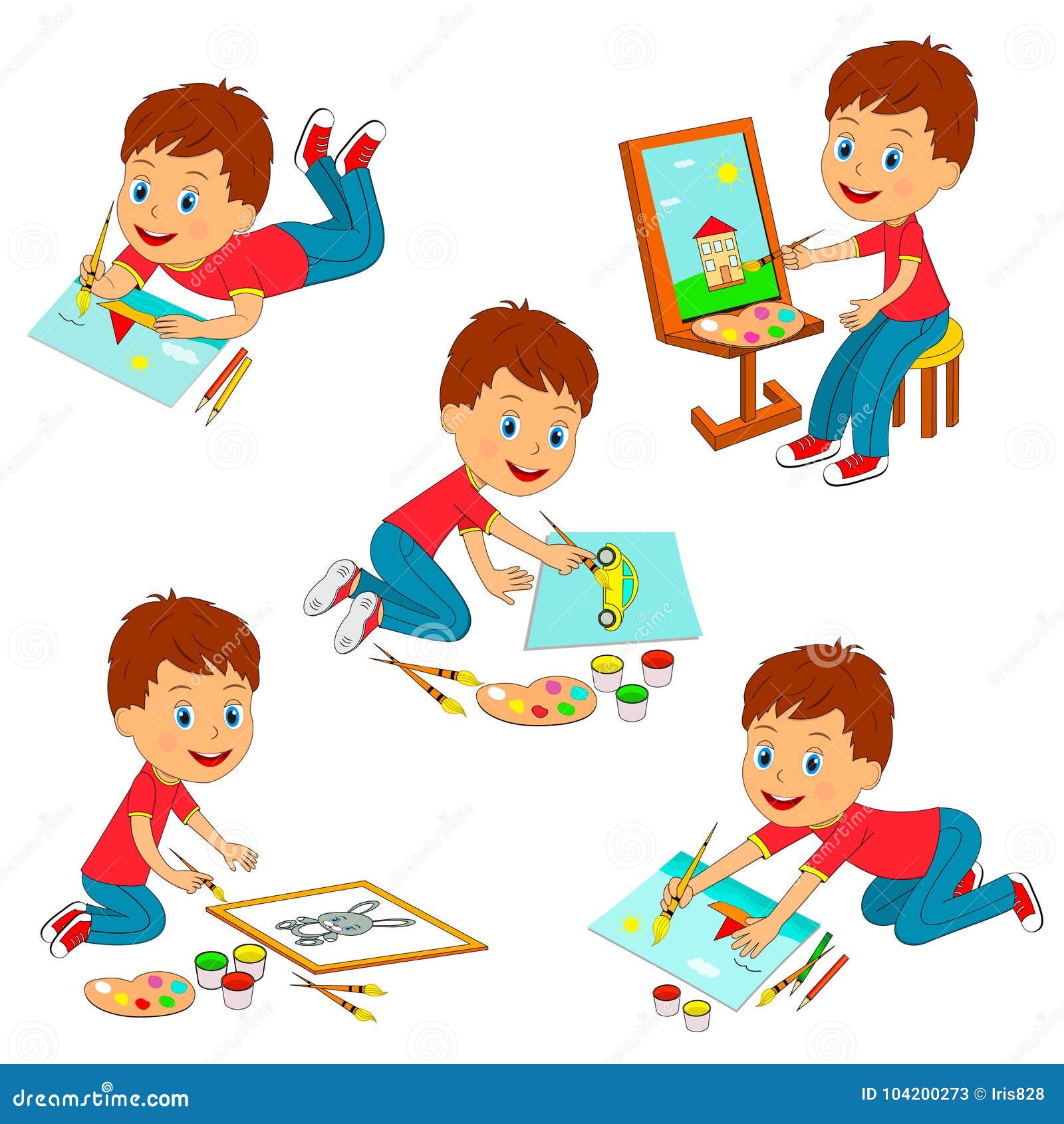 Boy drawing collection stock vector. Illustration of design - 104200273