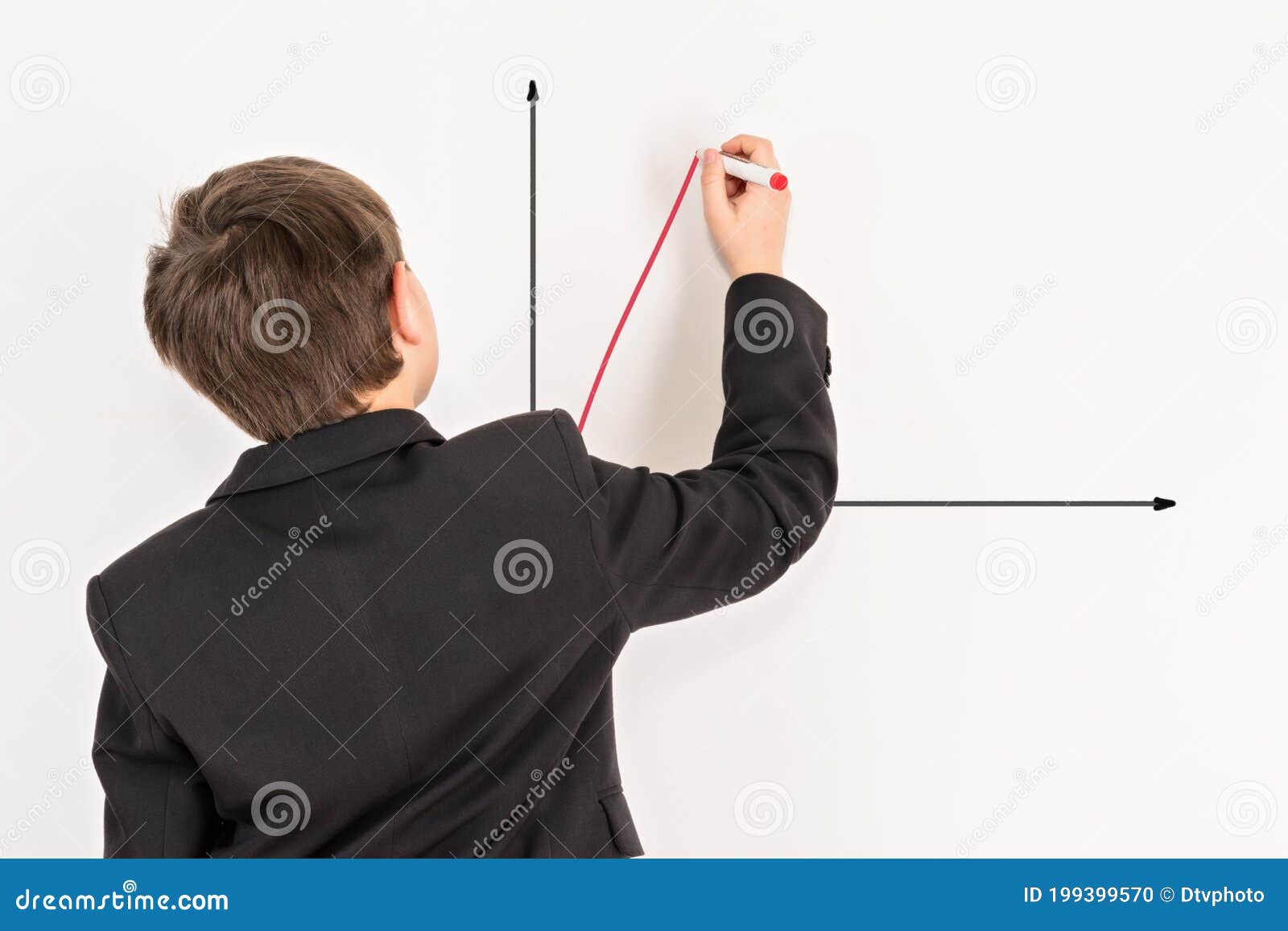 Boy Drawing Graph on White Board Stock Photo - Image of explaining ...
