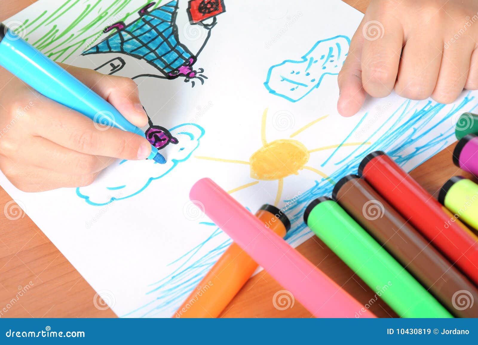 Boy drawing on paper stock image. Image of lovely, artist - 10430819