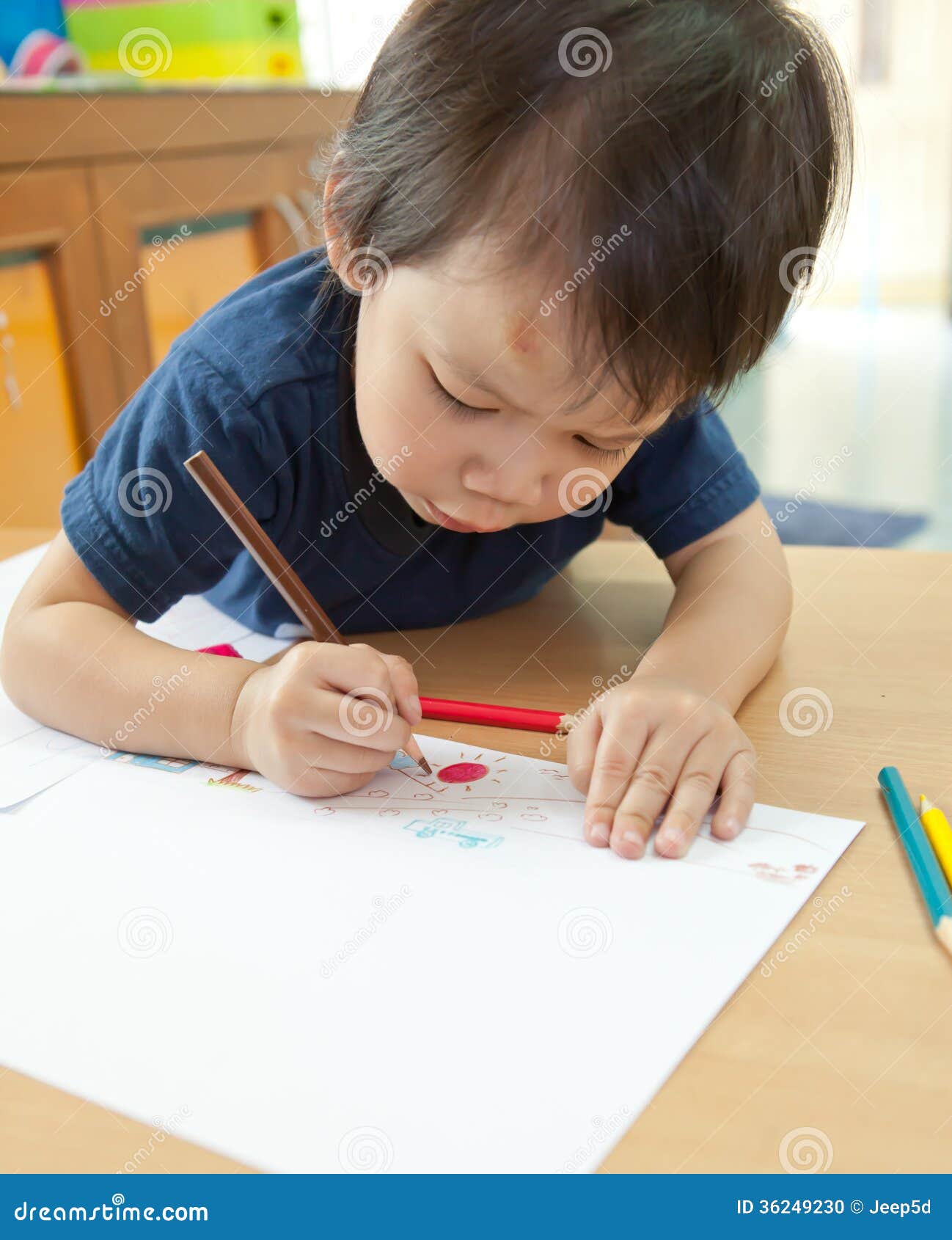Boy drawing stock photo. Image of color, adorable, little - 36249230