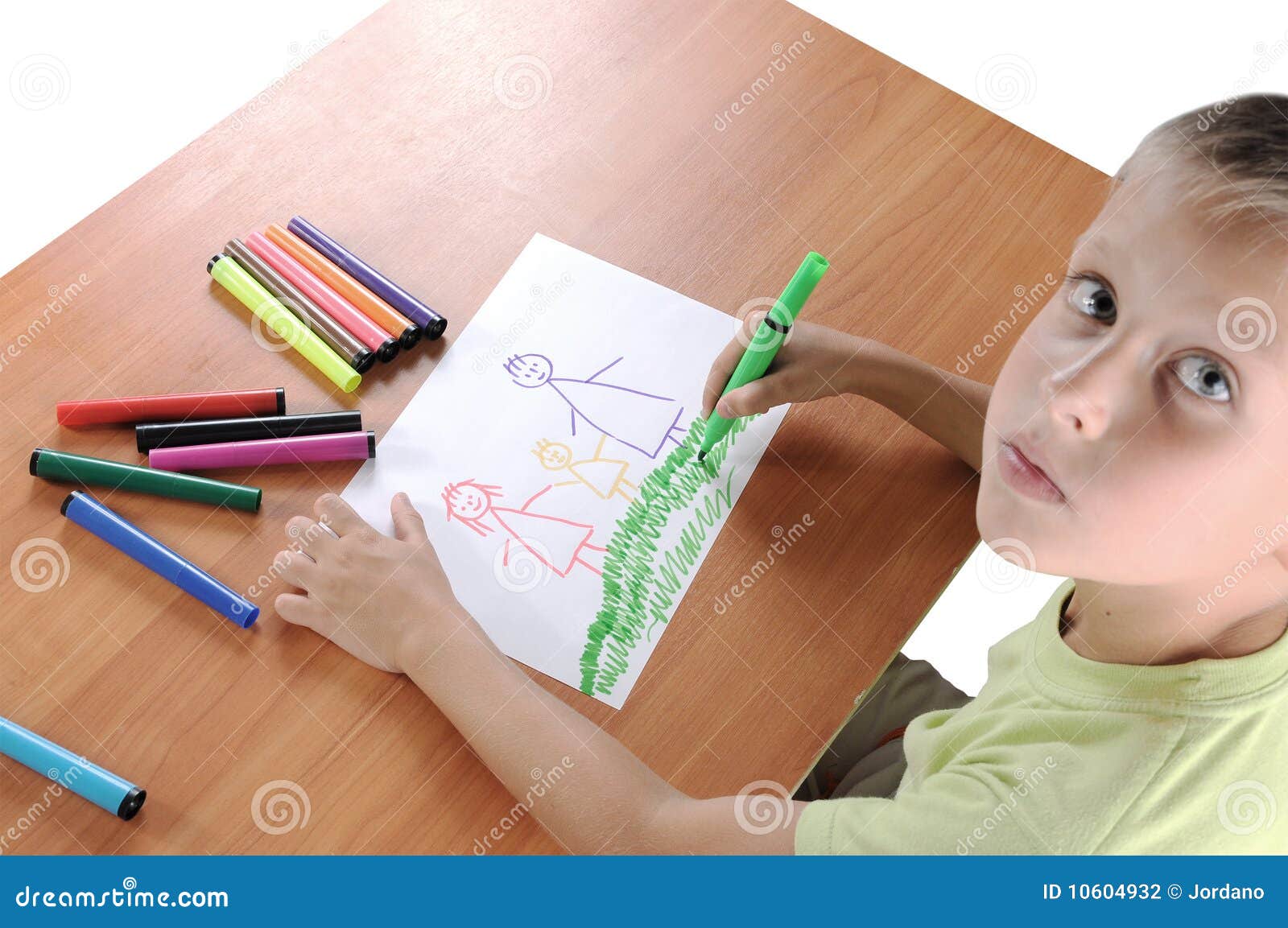 Boy Drawing on Paper with Crayons Stock Photo - Image of draw, korean ...