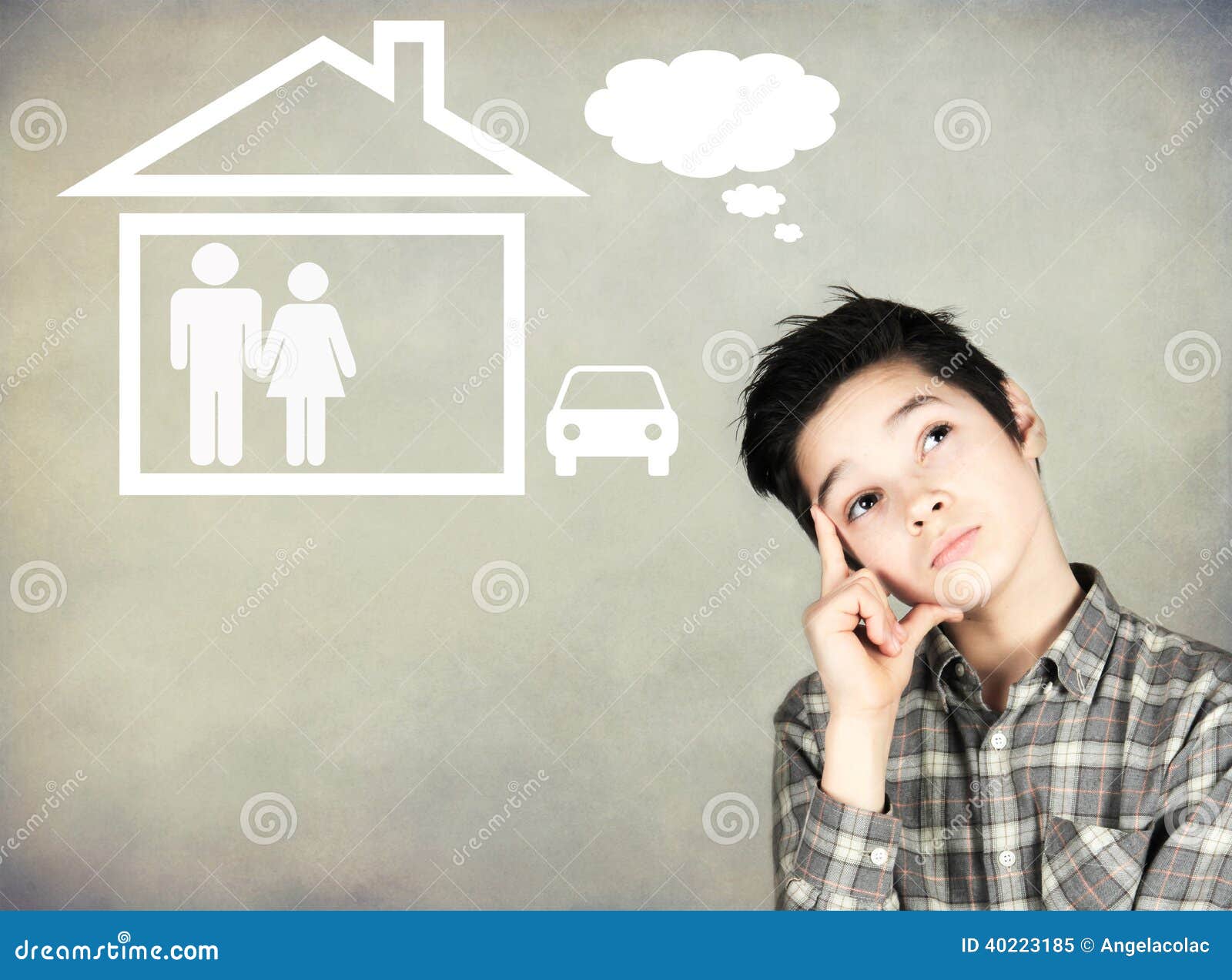 Boy dreaming of the future stock image. Image of home - 40223185