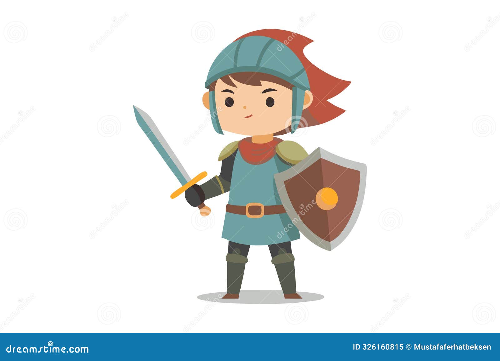 Boy Dressed As a Knight with a Sword and Shield Stock Illustration ...