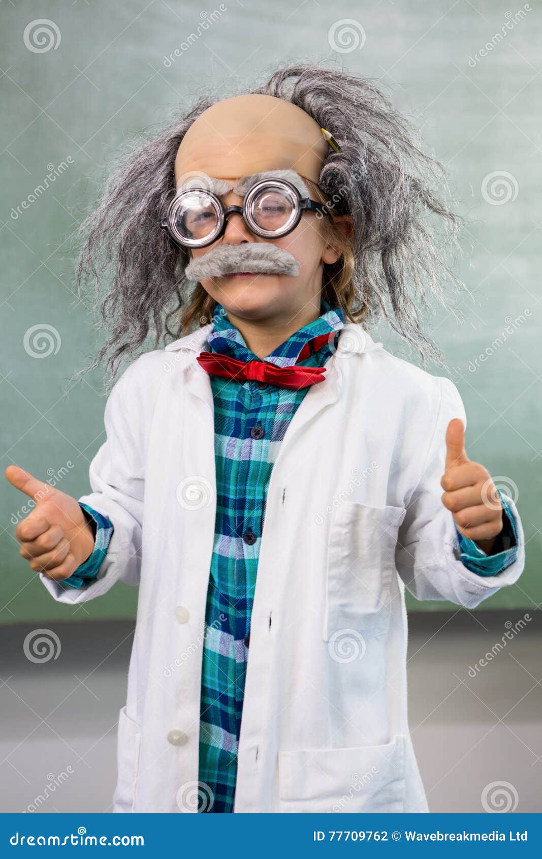 Boy Dressed As Scientist Gesturing Thumbs Up Sign Stock Photo - Image ...