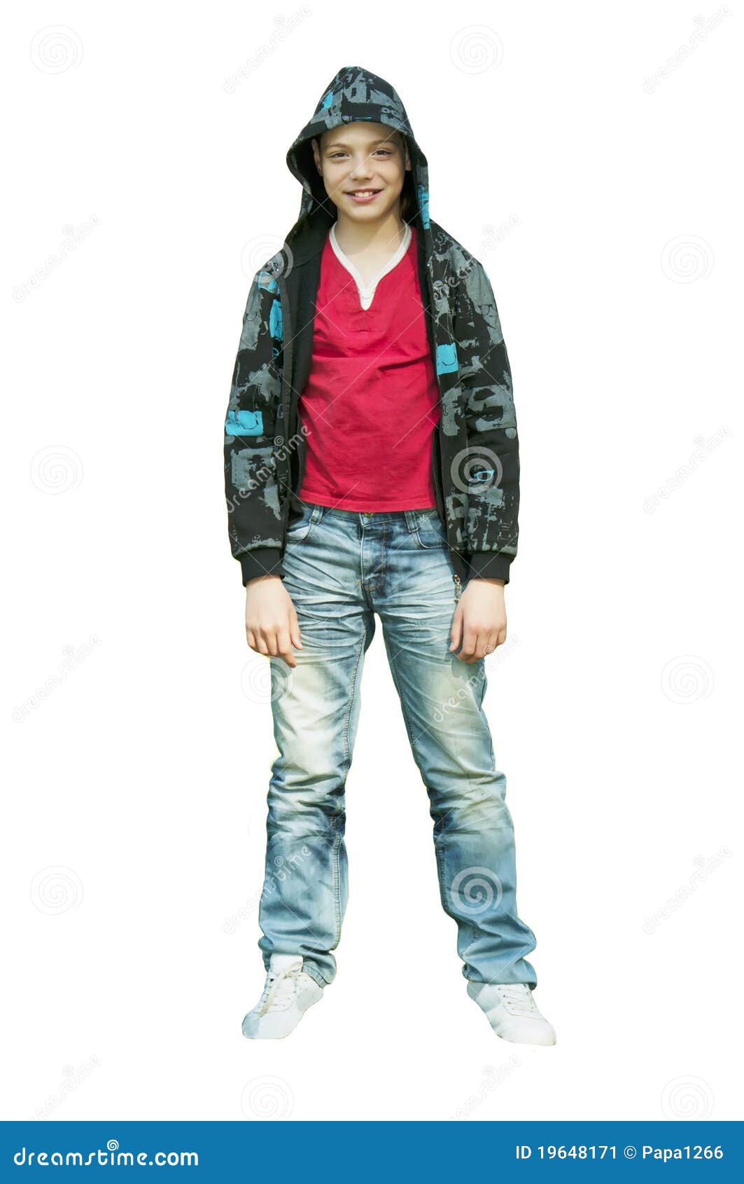 Boy with the dressed hood stock image. Image of hands - 19648171