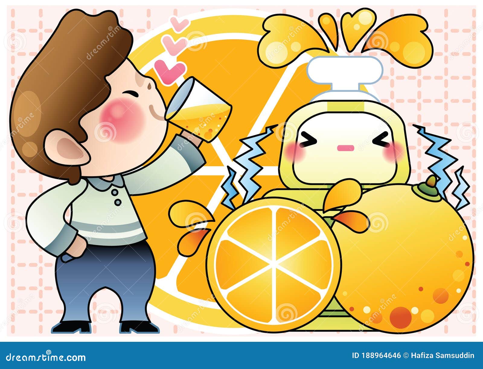 Boy Drinking Lemon Juice. Vector Illustration Decorative Design Stock ...